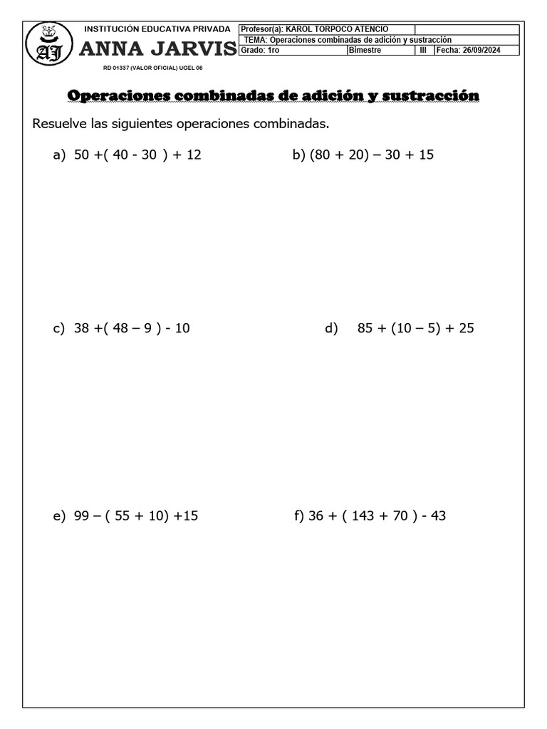 Operaciones Comb, Plann | PDF