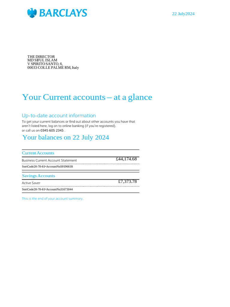 Sweden Bank Statement | PDF