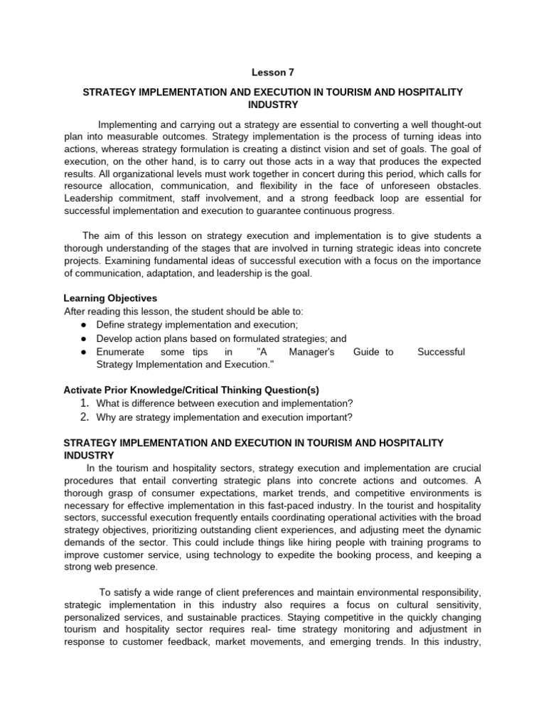 STRATEGIC MANAGEMENT Lesson 7 Activities | PDF | Strategic Management ...