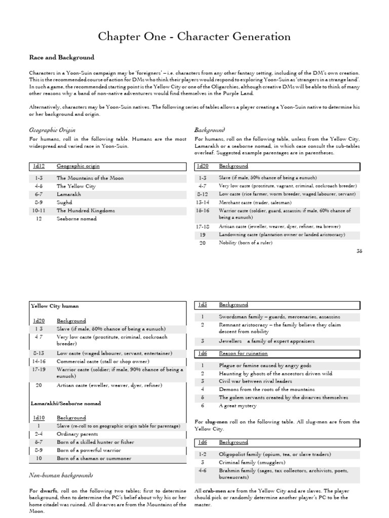 Yoon-Suin Character Creation | PDF | Caste