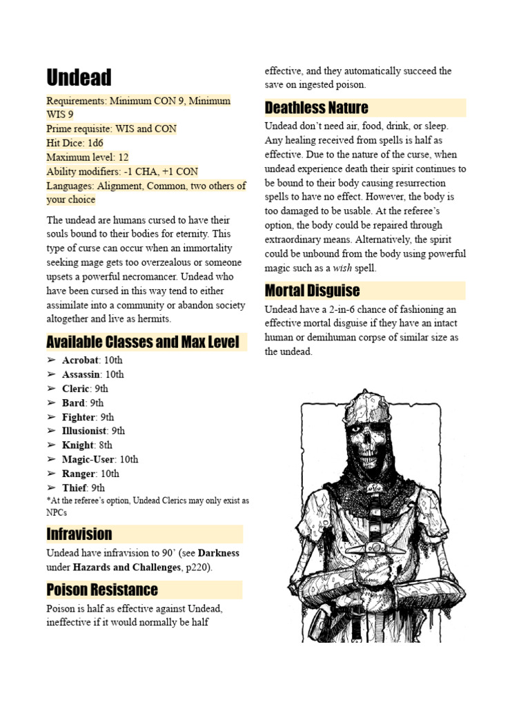 OSE Homebrew - Undead | PDF | Fantasy Role Playing Games | D20 System