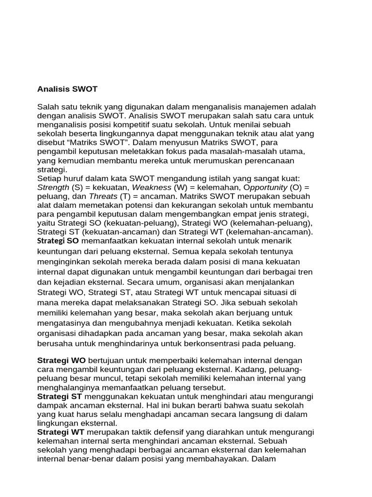 Analisis SWOT | PDF