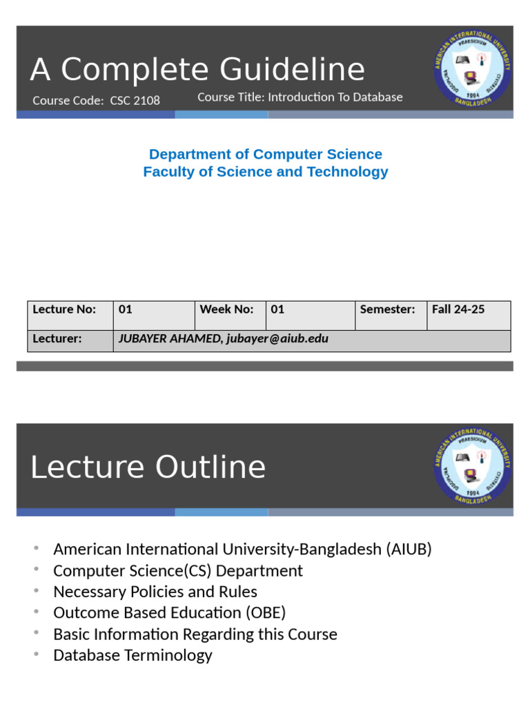 Lecture01 - IDB - Fall 24-25 | PDF | Databases | Sql