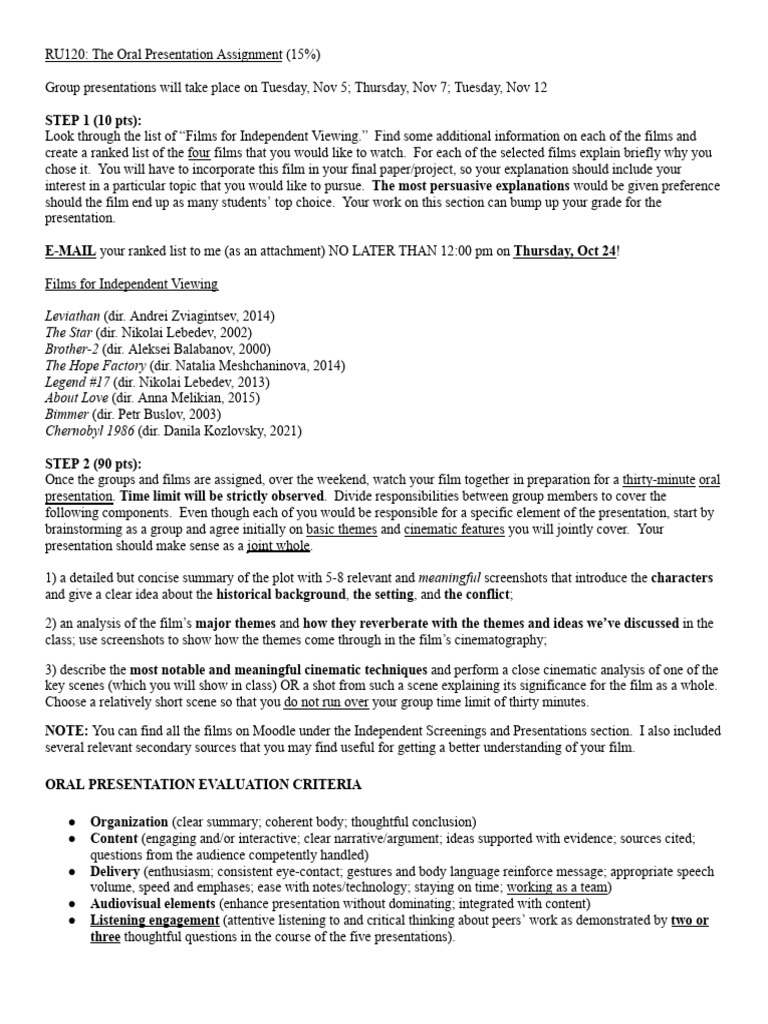 RU120 6 Independent Films Presentation Guide | PDF | Narrative