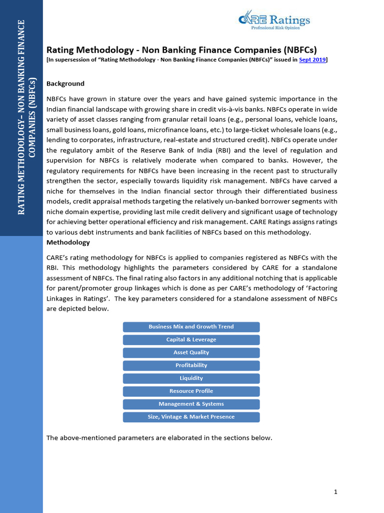 Rating Methodologies NBFC Oct 2024 | PDF | Loans | Leverage (Finance)