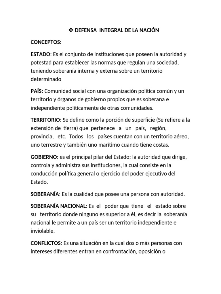 Defensa Integral de La Nación | PDF | Estado (política) | Nación