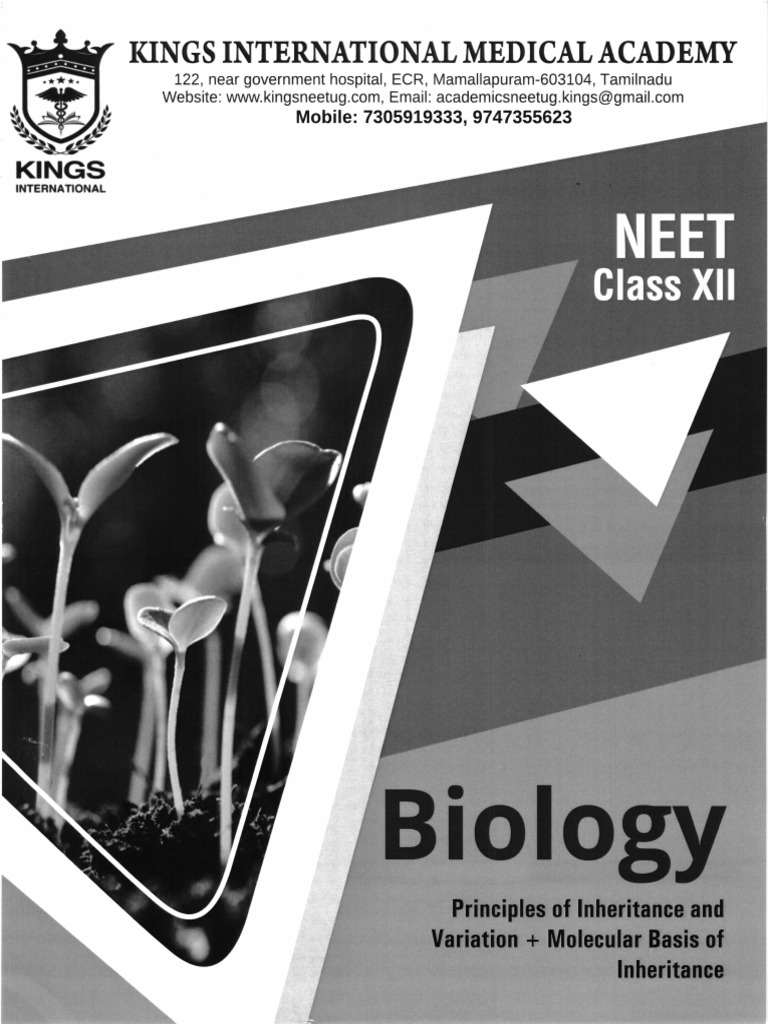 Principle of Inheritance and and Variation + Molecular Basis of ...