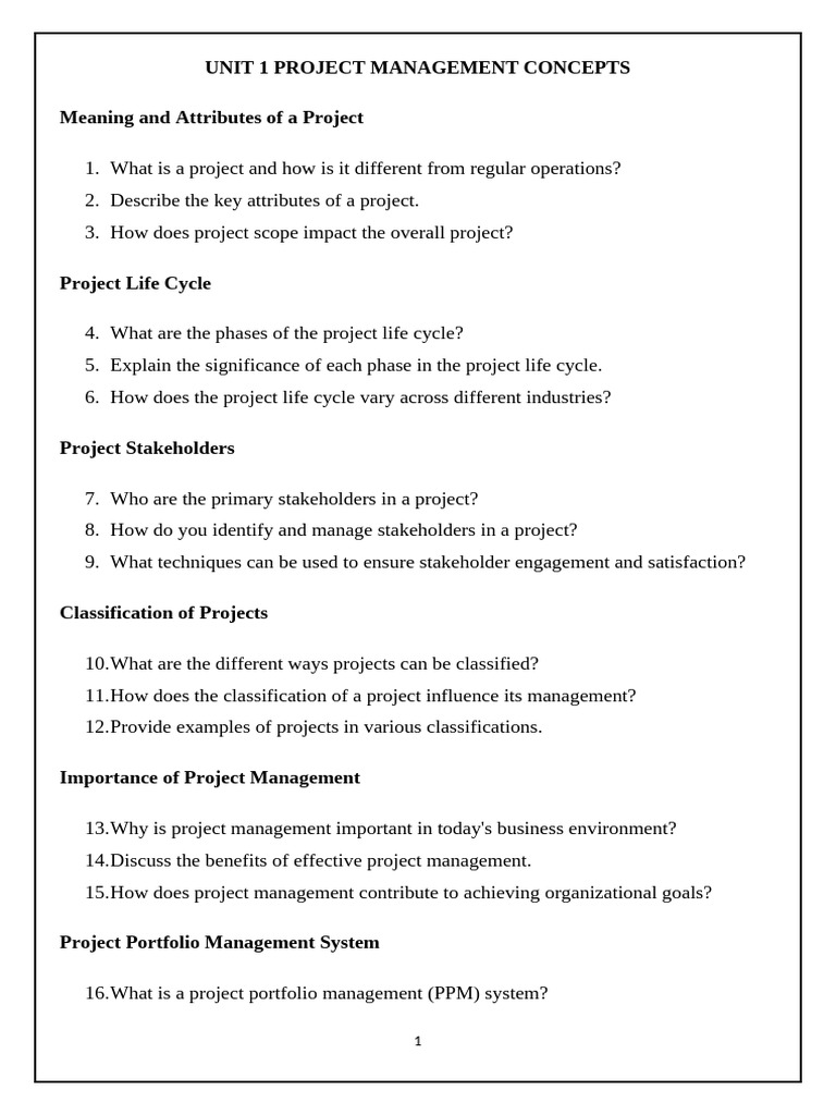 Project Management Important Questions | PDF | Project Management | Feasibility Study