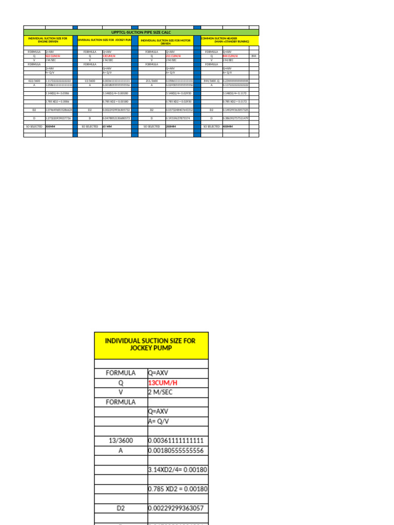 Suction Pipe Size Calculation | PDF | Chemical Equipment | Fluid Mechanics