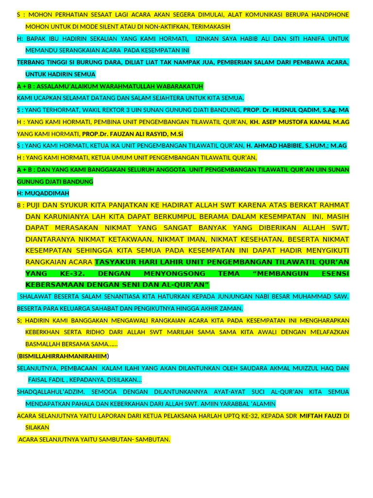 Teks MC Harlah Fiks | PDF