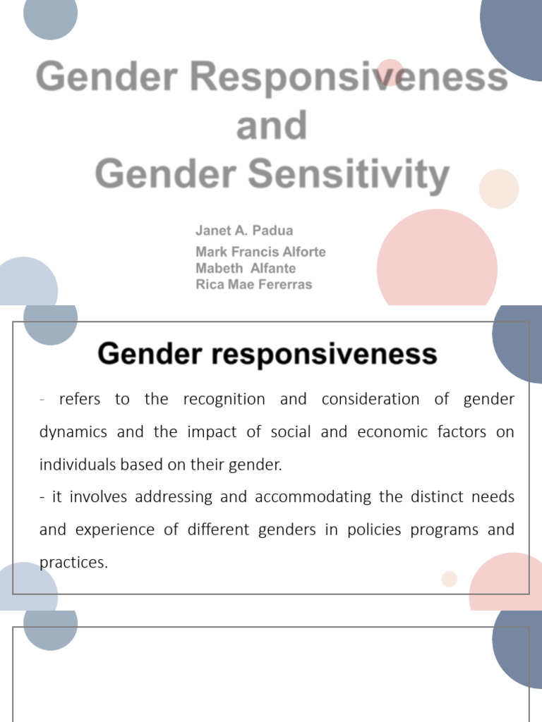 Group 8 Gender Responsiveness and Gender Sensitivity | PDF | Gender ...