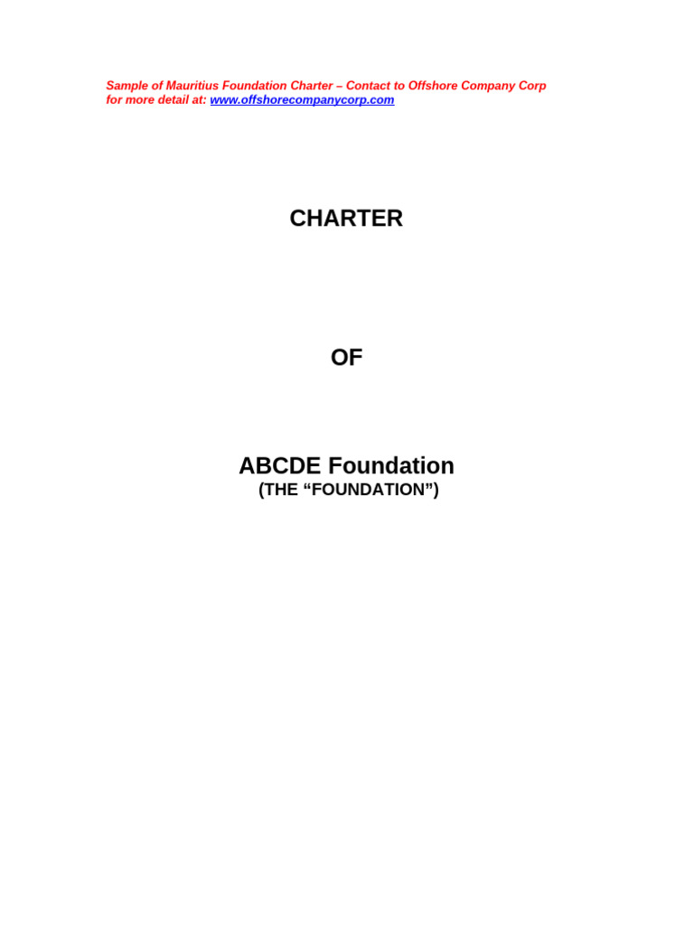 Sample of Mauritius Foundation Charter 1578041239 | PDF | Liquidation ...