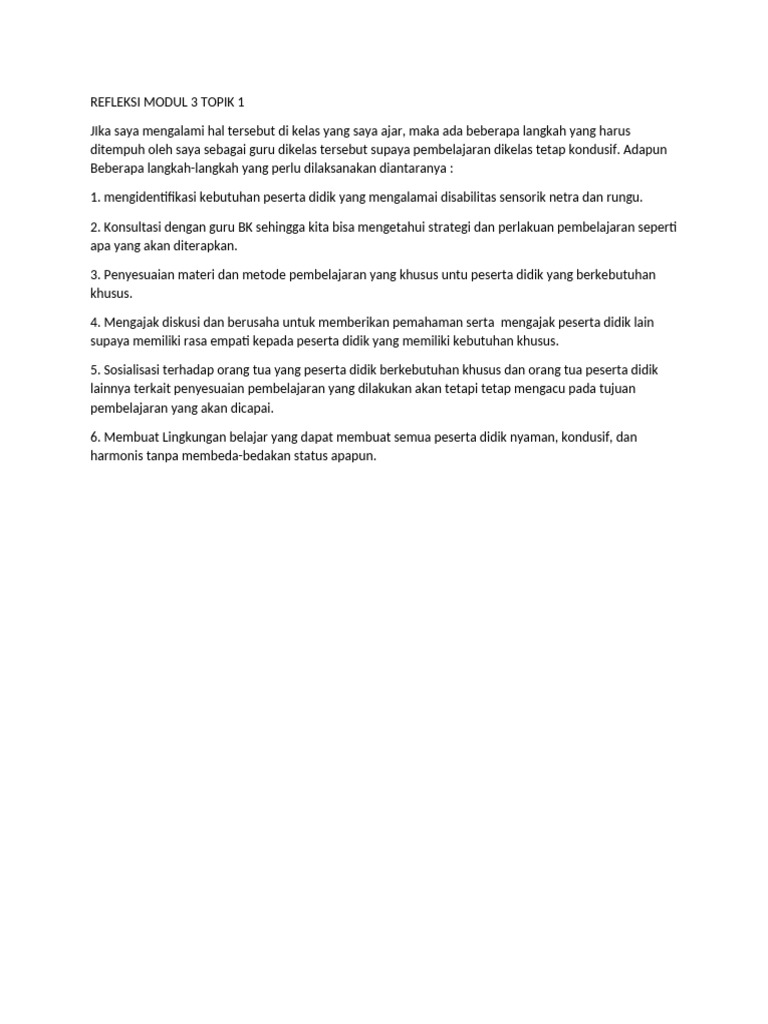 Refleksi Modul 3 Topik 1 | PDF | Pengembangan Diri