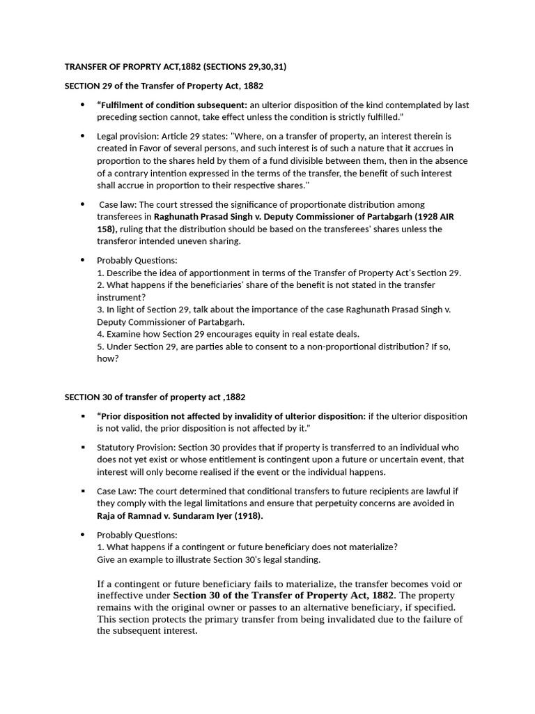 Transfer of Property Act: Sections 29-31 | PDF | Property | Justice