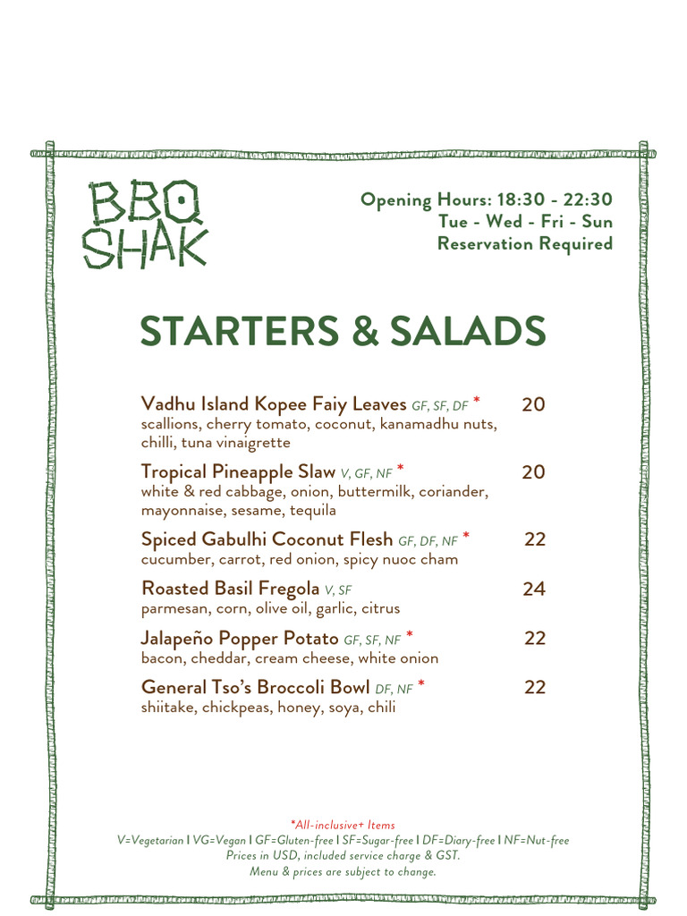 BBQ Shak Food - A5 | PDF | Curry | Asian Cuisine