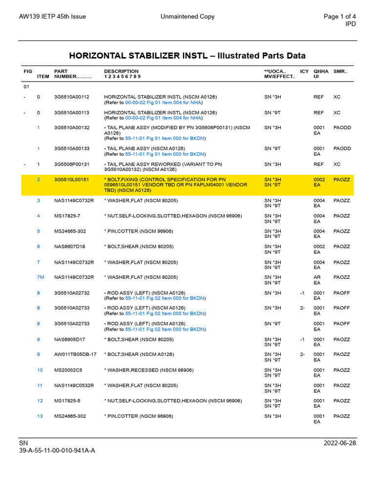 AW139 IPD 39-A-55-11-00-010-941a-A - Horizontal Stabilization Instl ...
