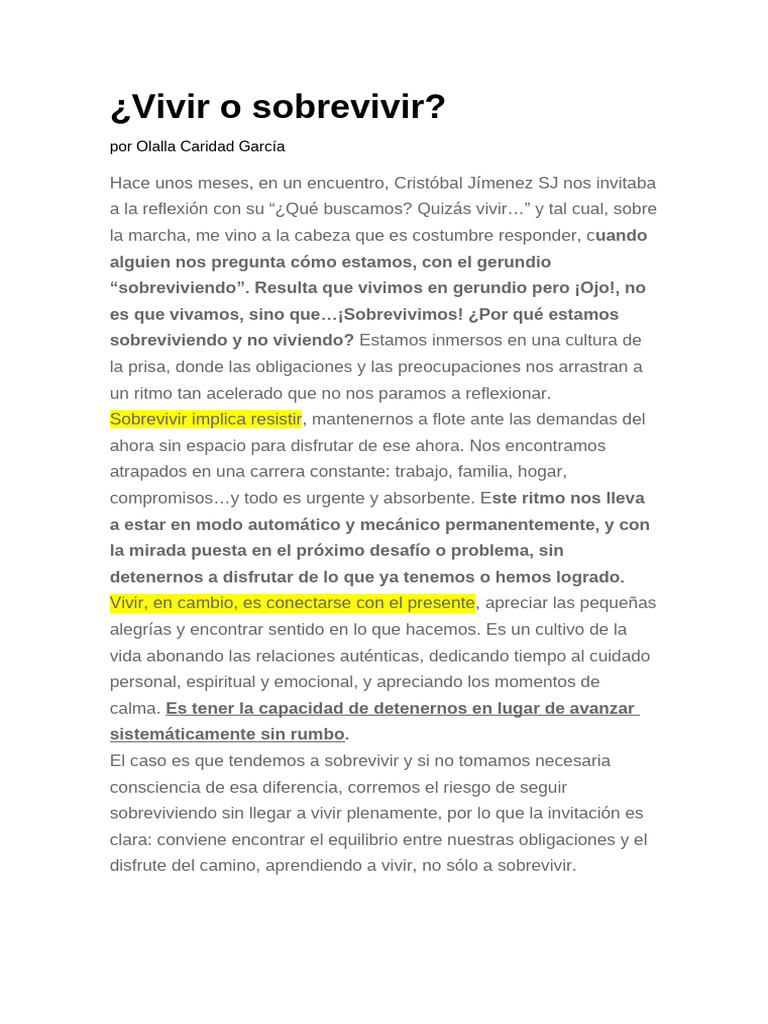 Vivir o Sobrevivir | PDF | Relaciones personales, crianza y desarrollo ...