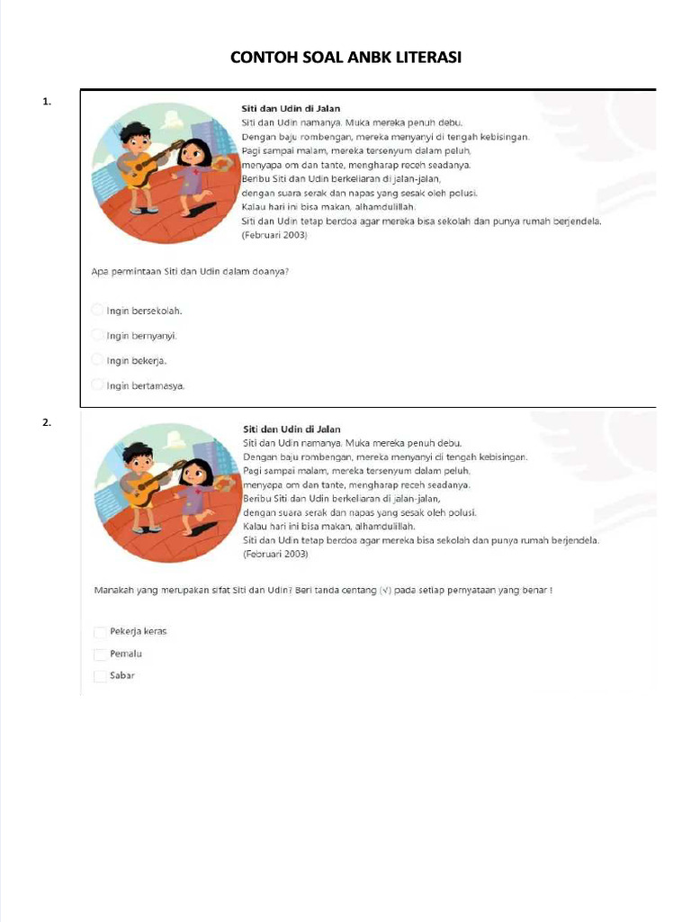 PDF Contoh Soal Anbk Literasi - Compress | PDF