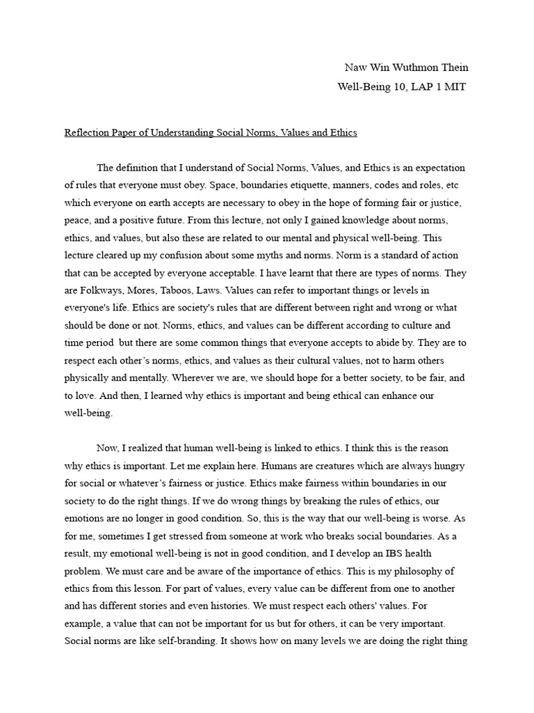 Understanding Social Norms, Values and Ethics | PDF | Well Being ...