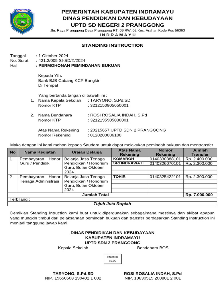 Standing Instruction | PDF