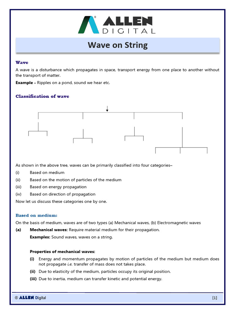 Theory - Wave On String - JEE - Phy | PDF | Waves | Classical Mechanics