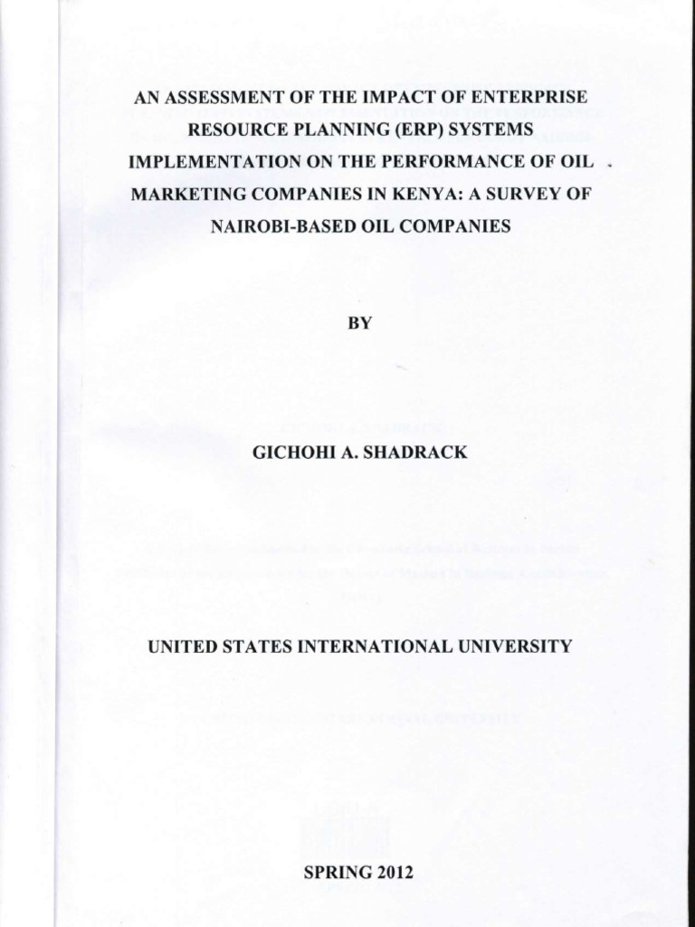 Gichohi, Shadrack A. MBA 2012 | PDF | Supply Chain | Enterprise Resource Planning