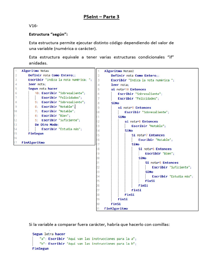 Pseint Parte 3 | PDF