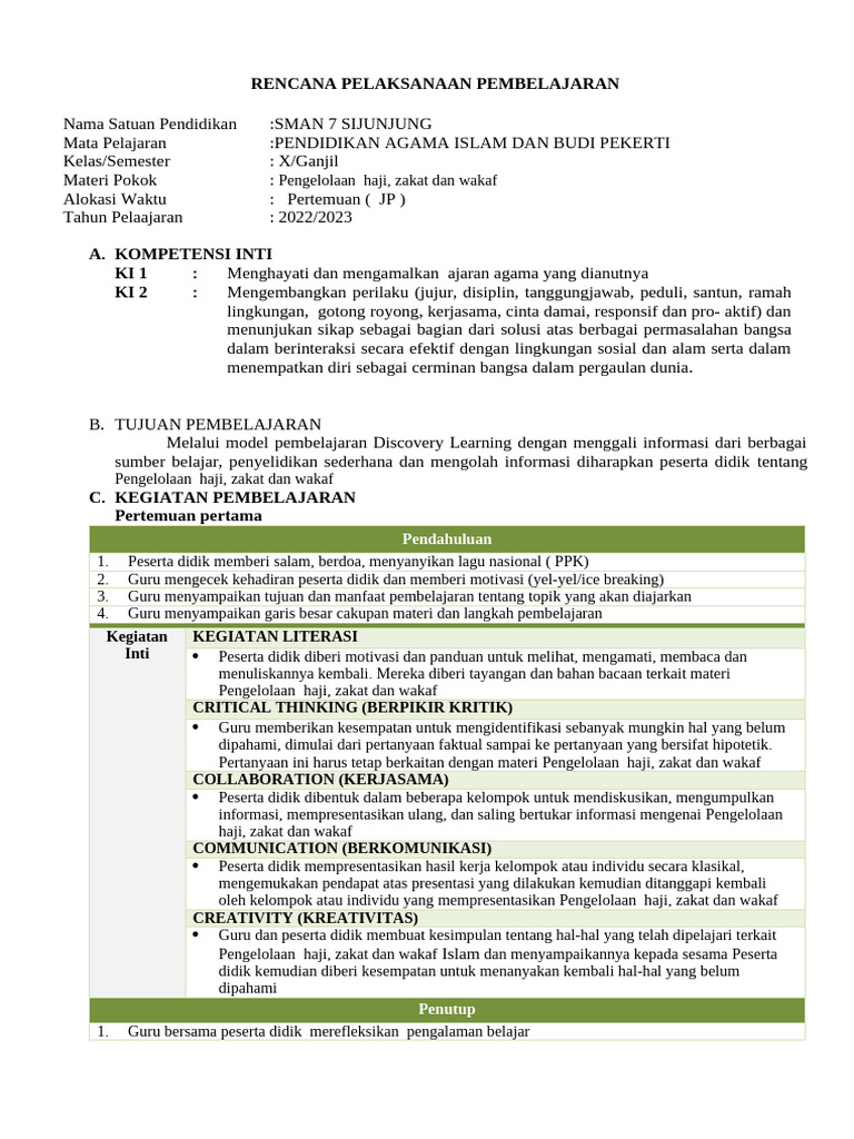 RPP 1 Haji Dan Umrah | PDF | Karier & Perkembangan