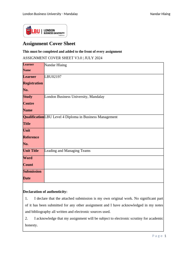 Leading & Managing Assignment | PDF | Organizational Behavior | Social Psychology