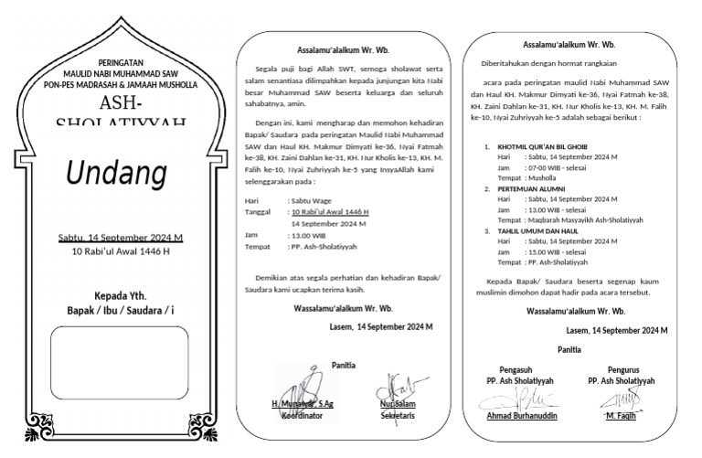 Peringatan Maulid Nabi dan Haul 2024 | PDF