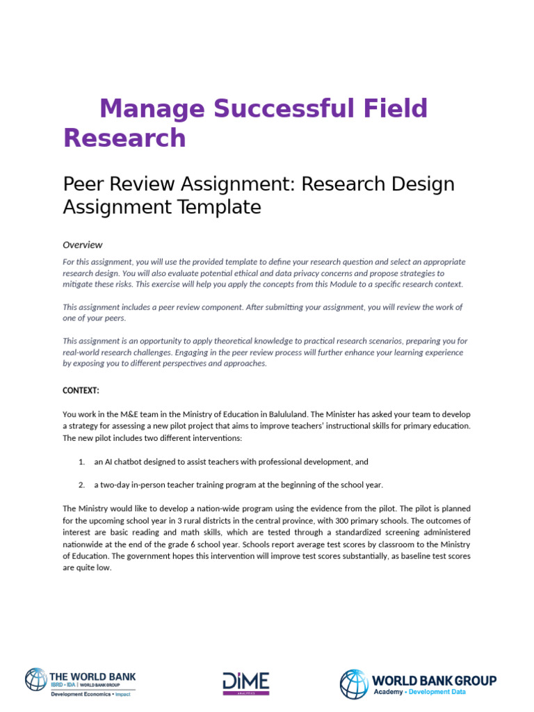 1-1. Peer Review Assignment. - Template | PDF | Teachers | Peer Review