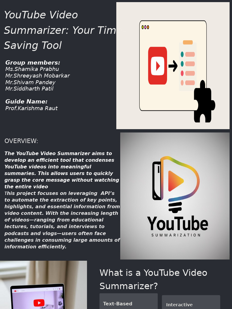 YouTube Video Summarizer Tool | PDF | Speech Recognition | You Tube