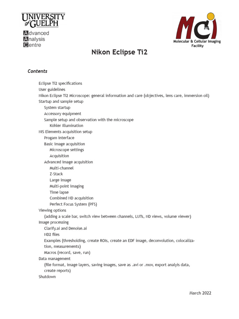 Nikon Eclipse Ti2 User Manual | PDF | Microscope | Equipment