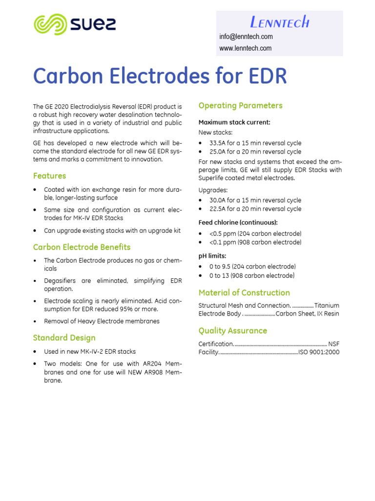 GE Osmonics EDR Carbon Electrode L | PDF | Physical Chemistry ...