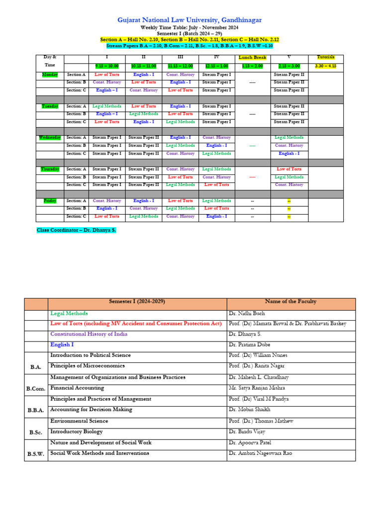 Time Table For July - October 2024 | PDF | Economies | Justice