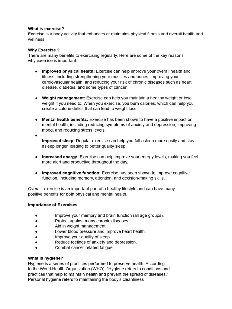 What Is Exercise? | PDF | Hygiene | Physical Fitness