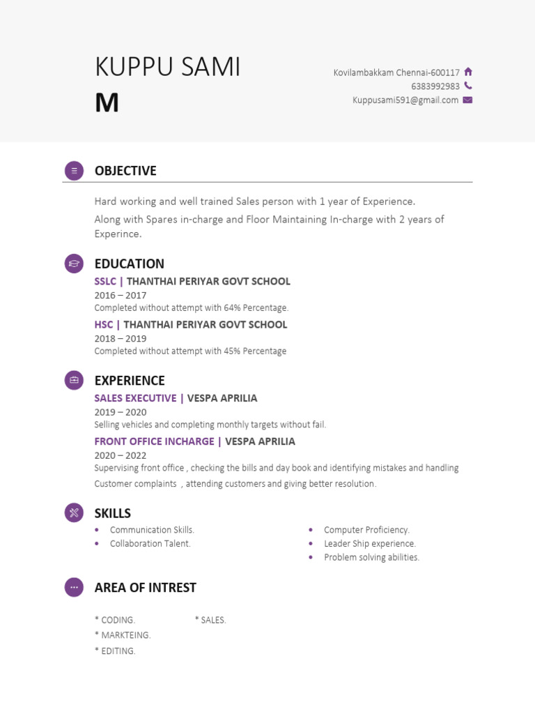 Kuppu Sami RESUM | PDF