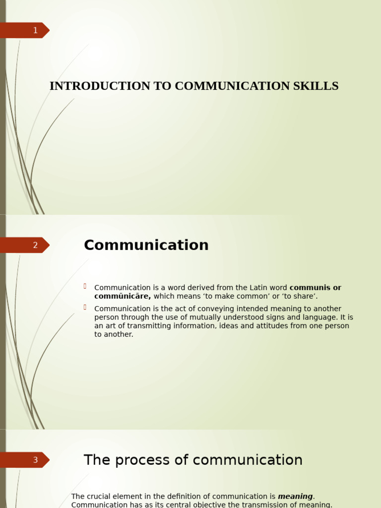 Introduction To Communication Skills | PDF | Communication | Nonverbal ...
