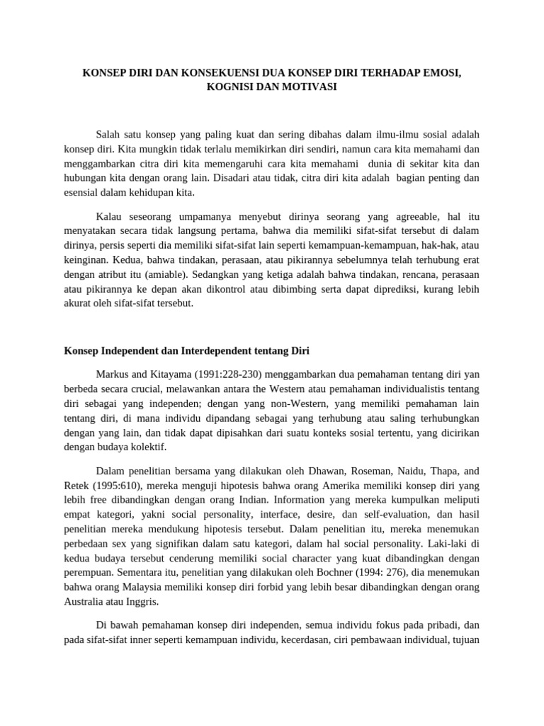 Konsep Diri: Emosi dan Motivasi | PDF | Pengembangan Diri | Sains & Matematika