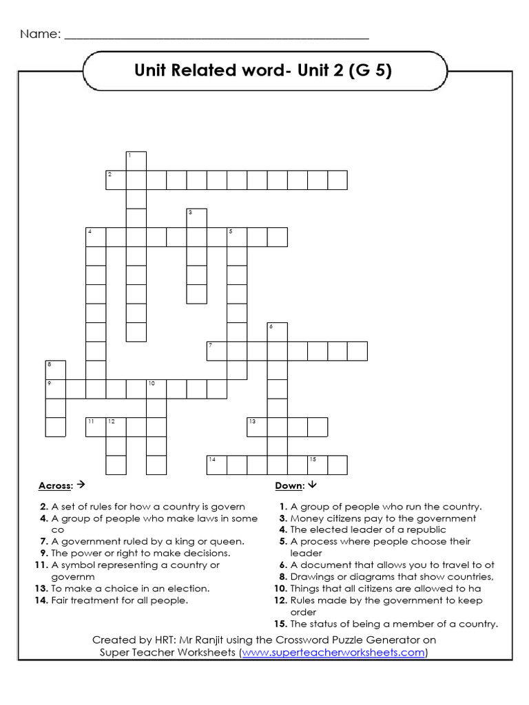 Super Teacher Worksheets Unit Related Word - Unit 2 G 5 | PDF | Government