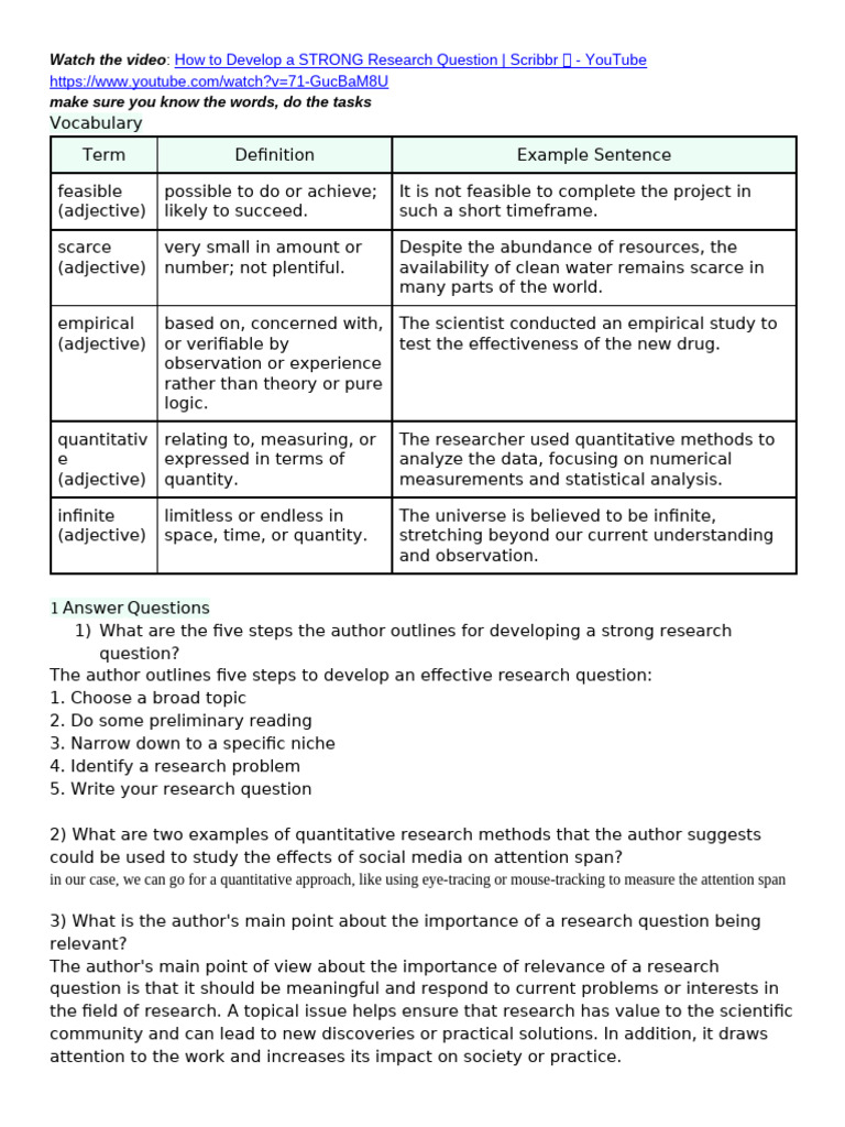How To Develop A STRONG Research Question - Scribbr ? SSçopy | PDF ...