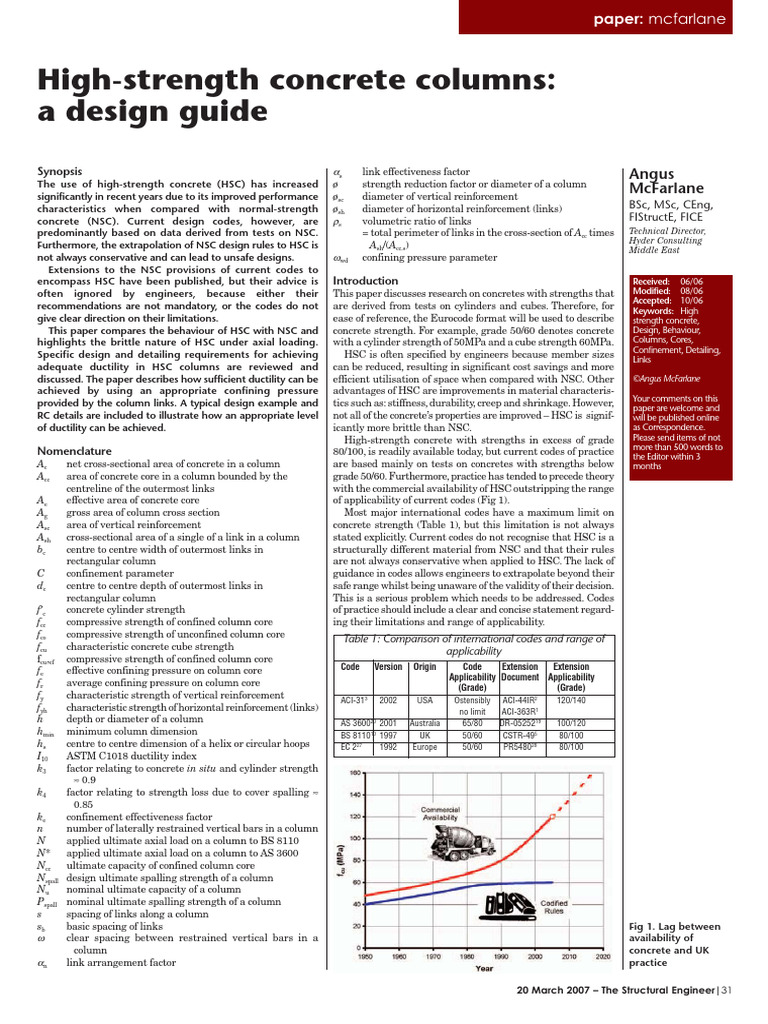 High-Strength Columns | PDF | Strength Of Materials | Concrete