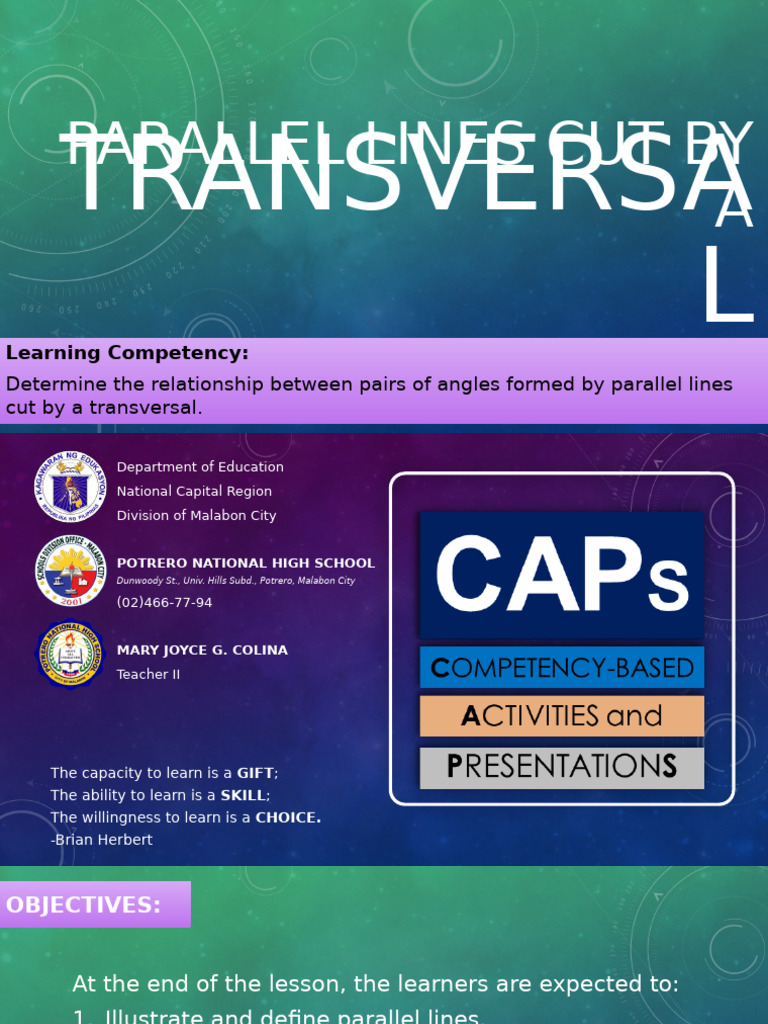 3Q 13 Parallel Lines Transversal Edited | PDF | Classical Geometry | Euclid