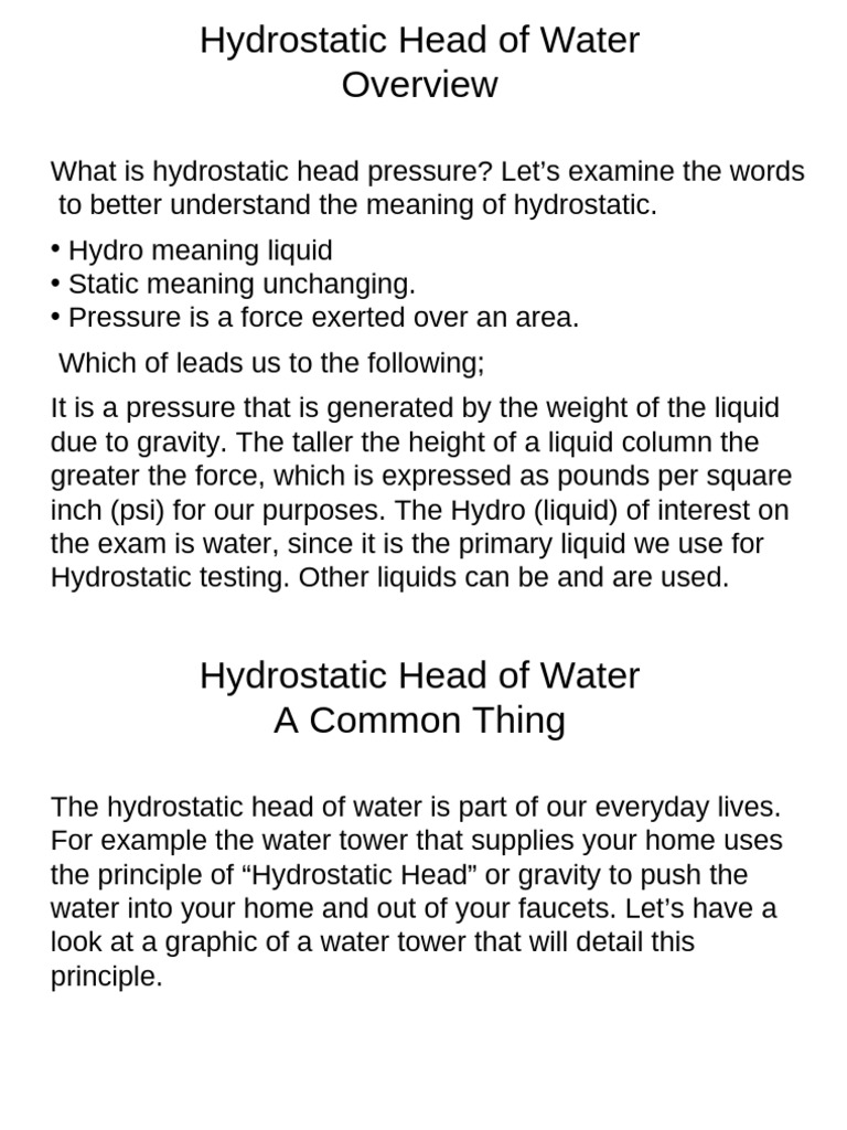 3 - Static Head | PDF | Pressure | Applied And Interdisciplinary Physics