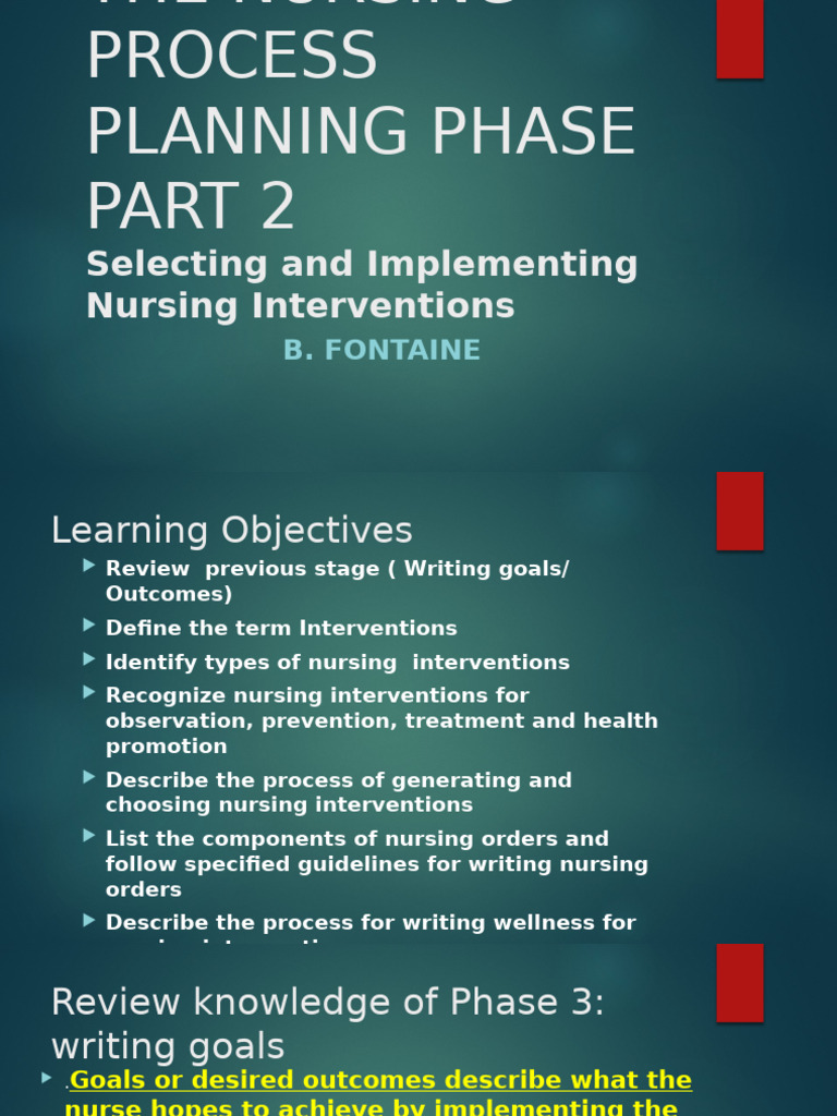 The Nursing Process Stage Implementation | PDF | Goal | Nursing