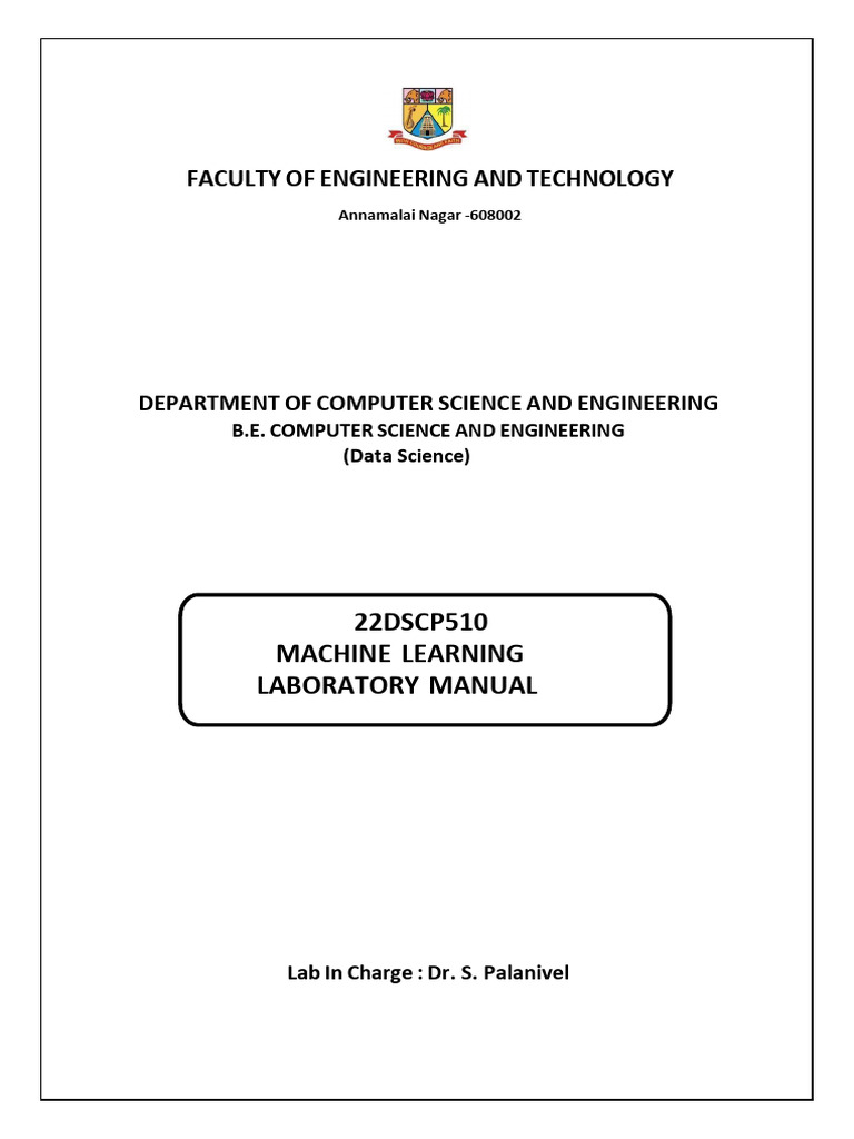 ML - LAB - BE CSE (DS) Final | PDF | Support Vector Machine | Principal Component Analysis