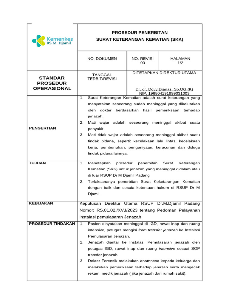 SOP Penerbitan SKK | PDF