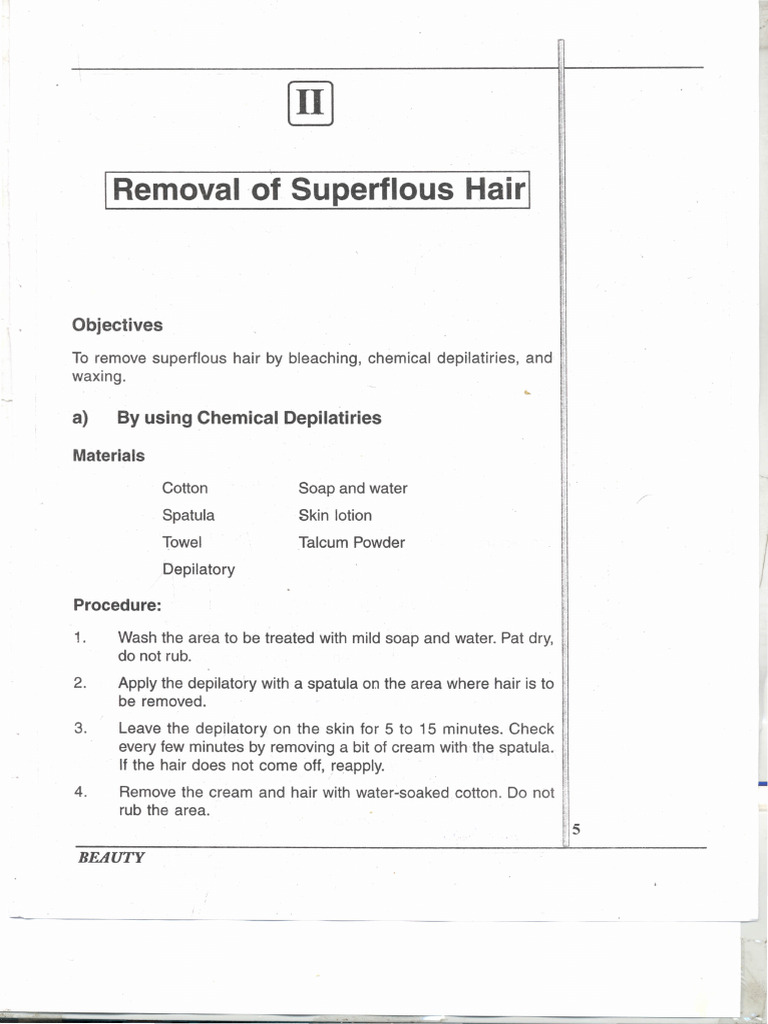 Lesson 2 Removal Superflous Hair | PDF | Hydrogen Peroxide | Hair Removal