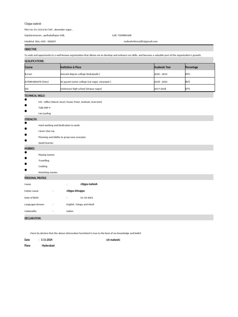 Mahesh Resume..1 | PDF