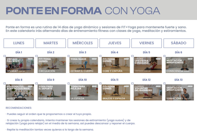 Calendario Rutinas - Ponte en Forma | PDF